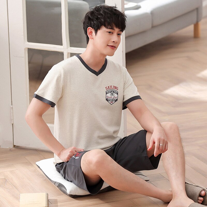 Mannen zomer Koreaanse katoenen pyjama pyjama comf... – Vicedeal