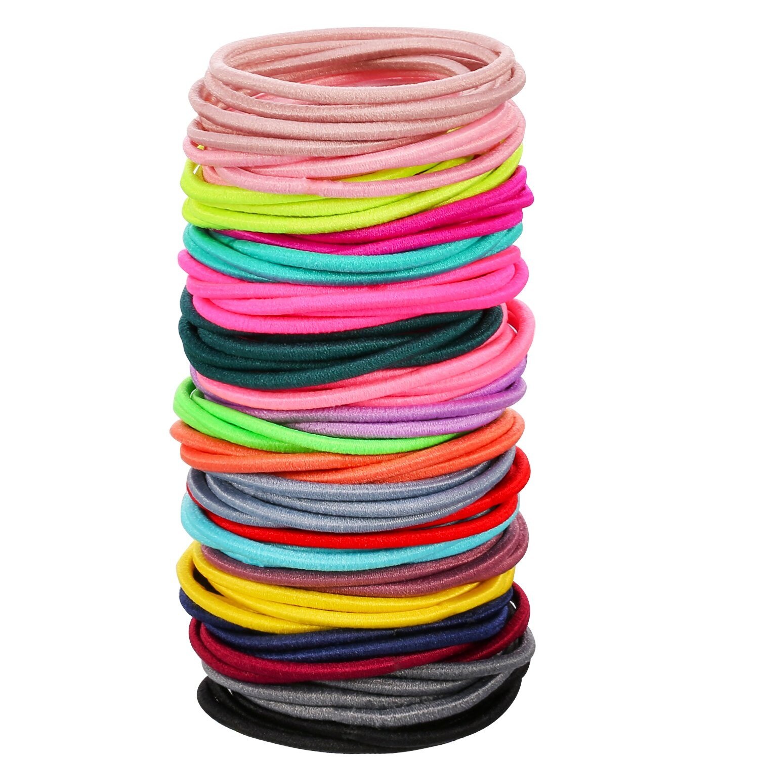 100 Count Hair Scrunchies Elastic Hair Ties Ponyta... – Grandado