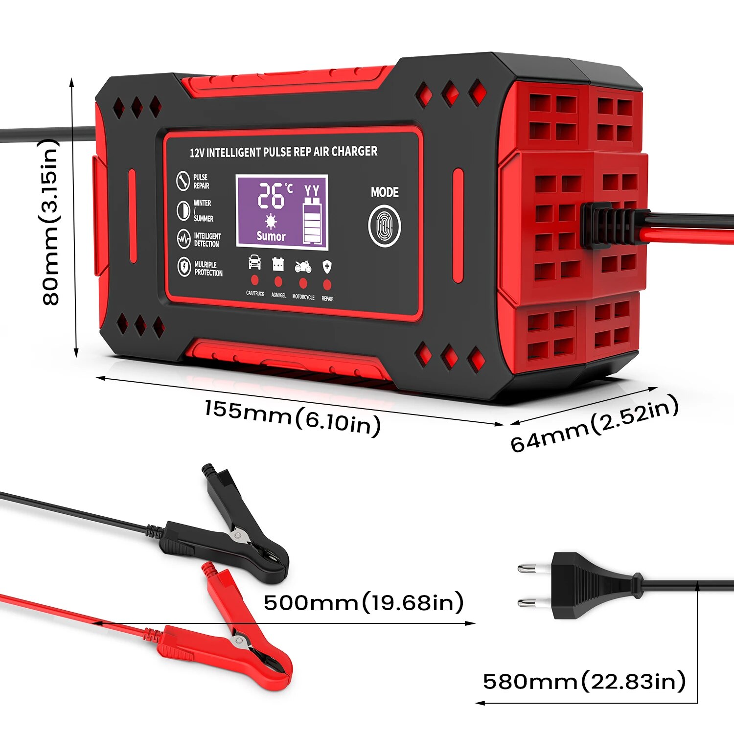 6A 12V intelligente auto-acculader Auto- en motorf... – Grandado