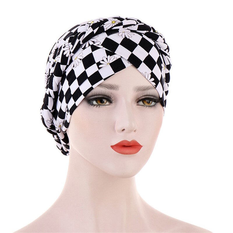 Bohemia Printed leopard cotton turban cap braid mu... – Grandado