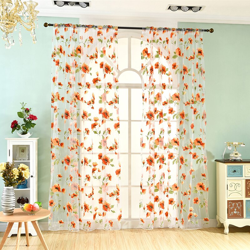 Floral Sheer Curtains For Living Room Bedroom Colo... – Grandado