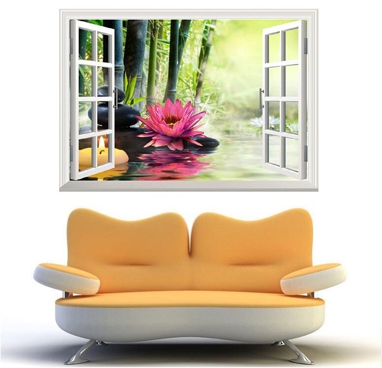 Window Stickers Zen Bamboo Flowers 3D Wall Decal A... – Vicedeal