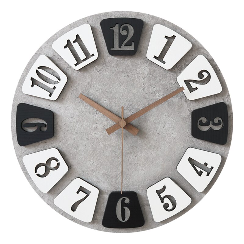 Nordic Large Wall Clock Wood Silent 3d Watch Luxur... – Grandado