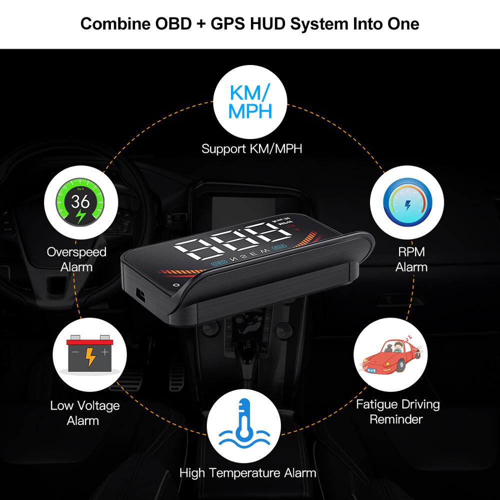 HUD OBD2 Display GPS Speedometer Digital OverSpeed... – Vicedeal