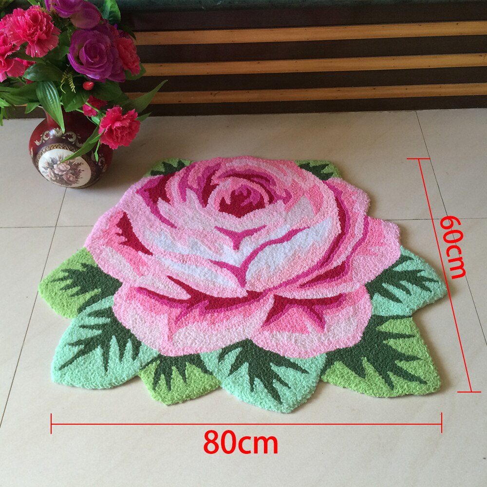 Rose Carpet Floor Mat Pink Color Printing Flower R... – Grandado