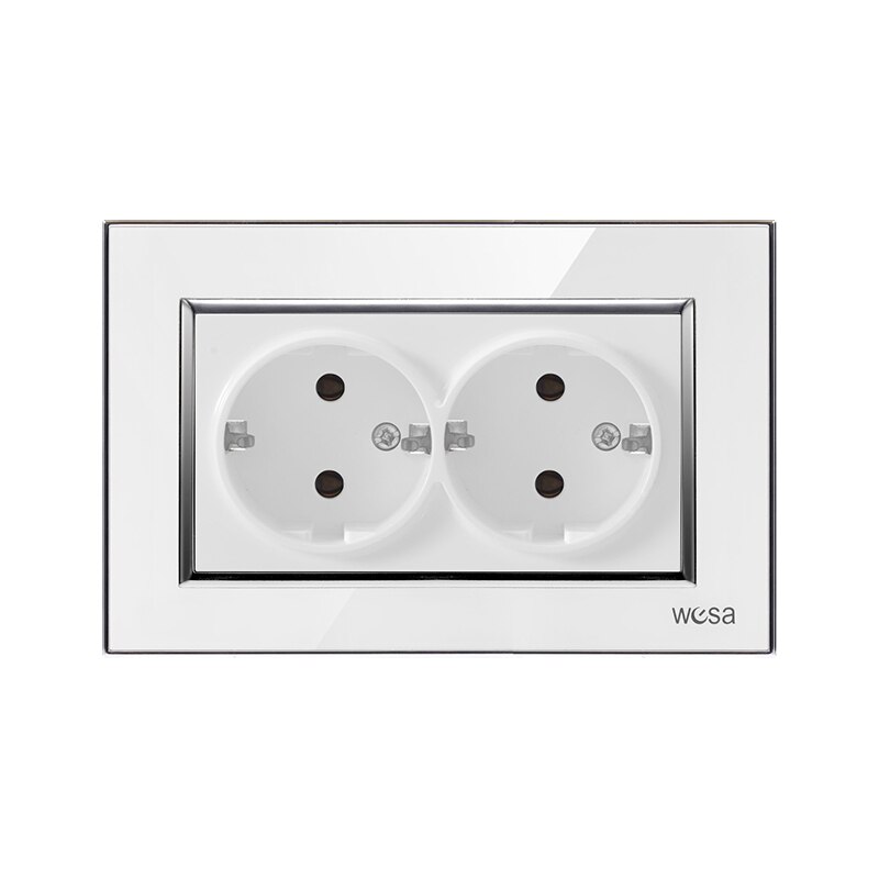 EU Two Socket White Acrylic Wall Schuko Socket Gro... – Grandado