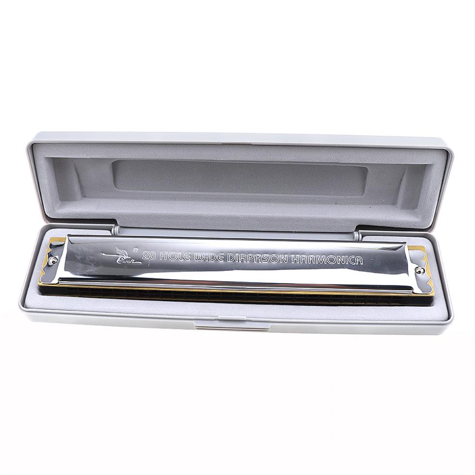 28 Holes Silver Complex Tone Harmonica Diatonic Bl... – Vicedeal