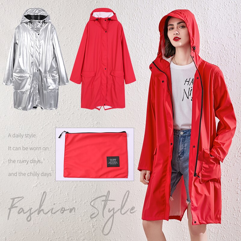Women Long Raincoat Rain Coat Waterproof Rain Jack... – Grandado