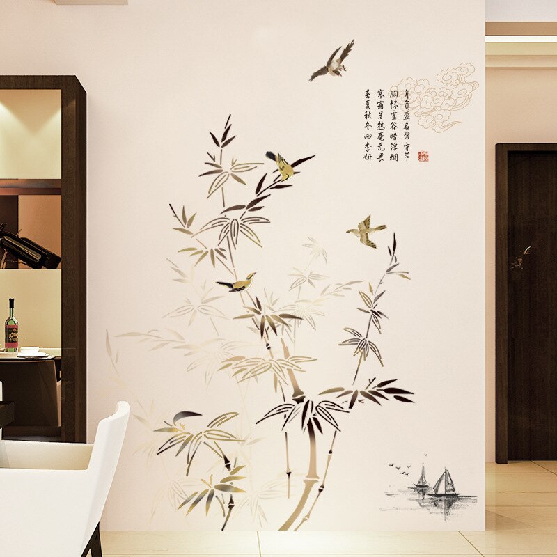 Chinese Style Wall Stickers Bamboo Ink Painting Vi... – Grandado