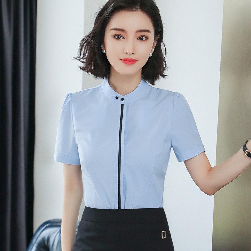 Shirt Women Ol Summer Formal Slim Stand Collar Sho Grandado