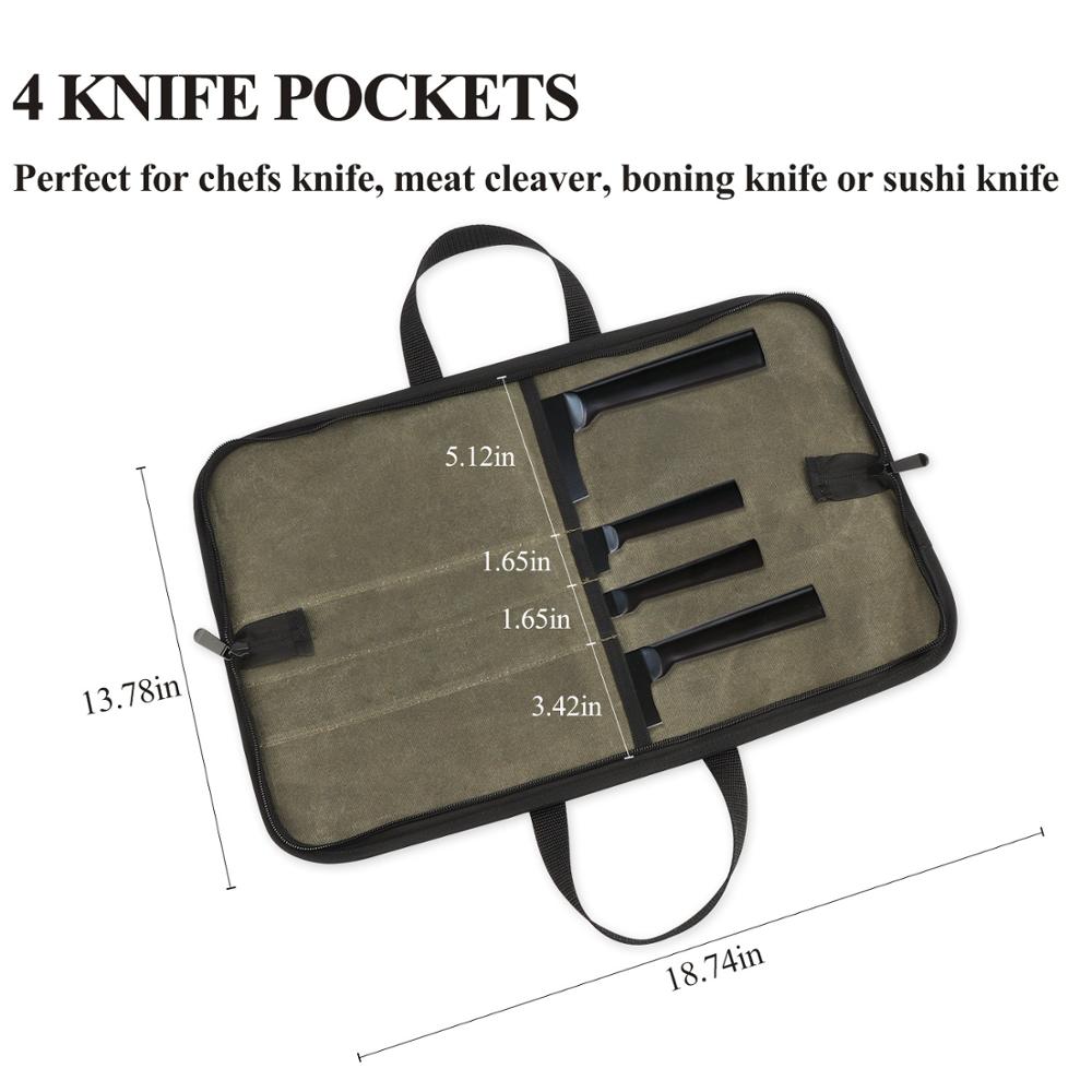 Chef Knife Bag Kitchen Roll Bag Waxed Canvas Cooki... – Grandado
