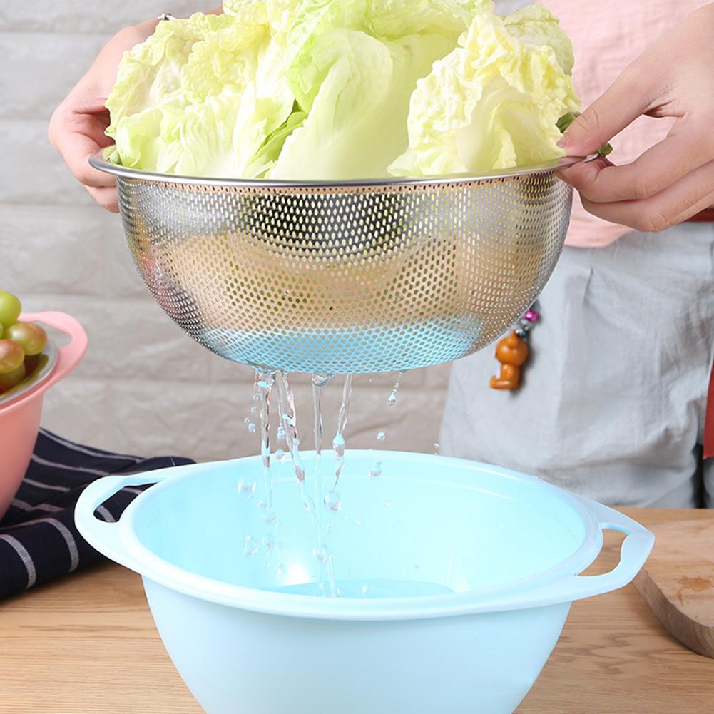 Stainless Steel Drain Basket Set Fruits Vegetables... – Grandado