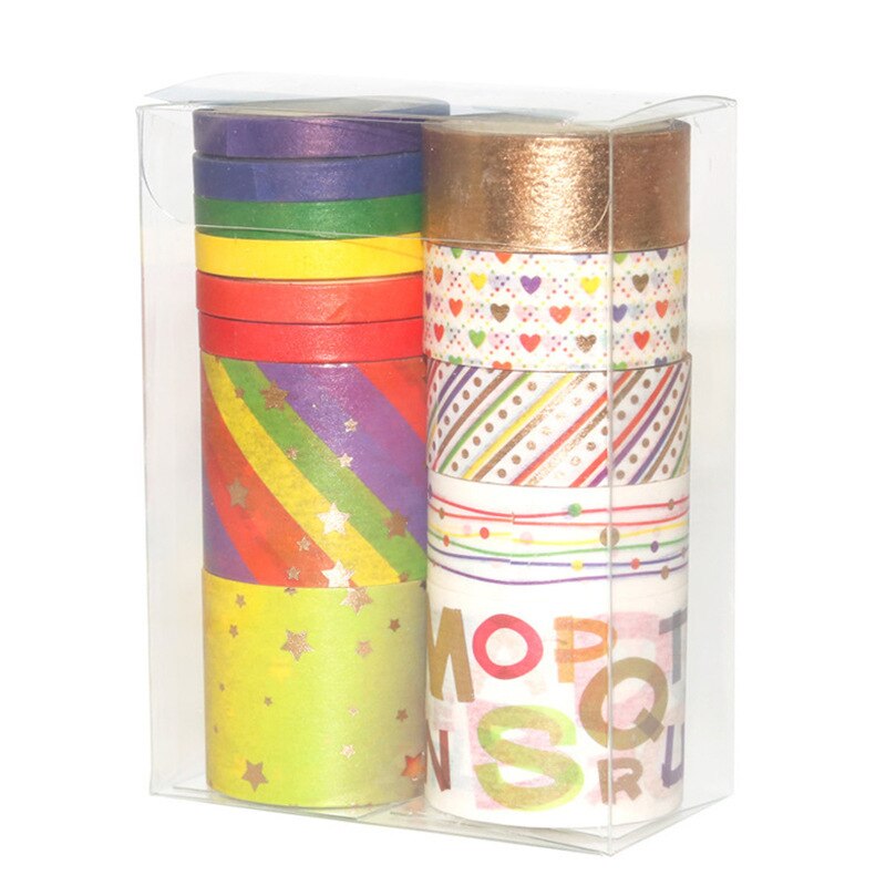 13 Rolls / Lot Rainbow Golden Adhesive Tape Paper ... – Grandado