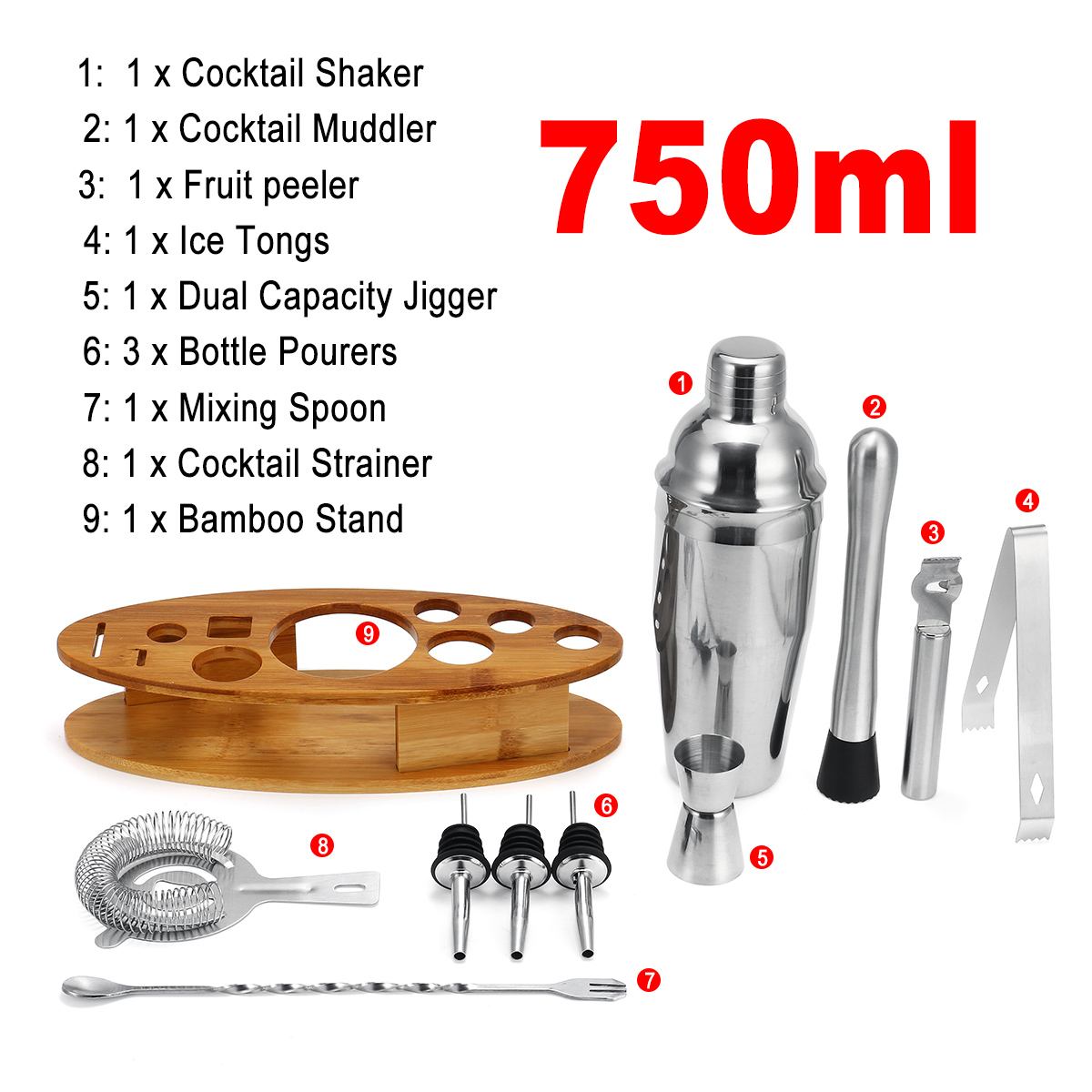 11 Stk/set Barman Kit Cocktail Bar 750Ml Rvs Cockt... – Grandado