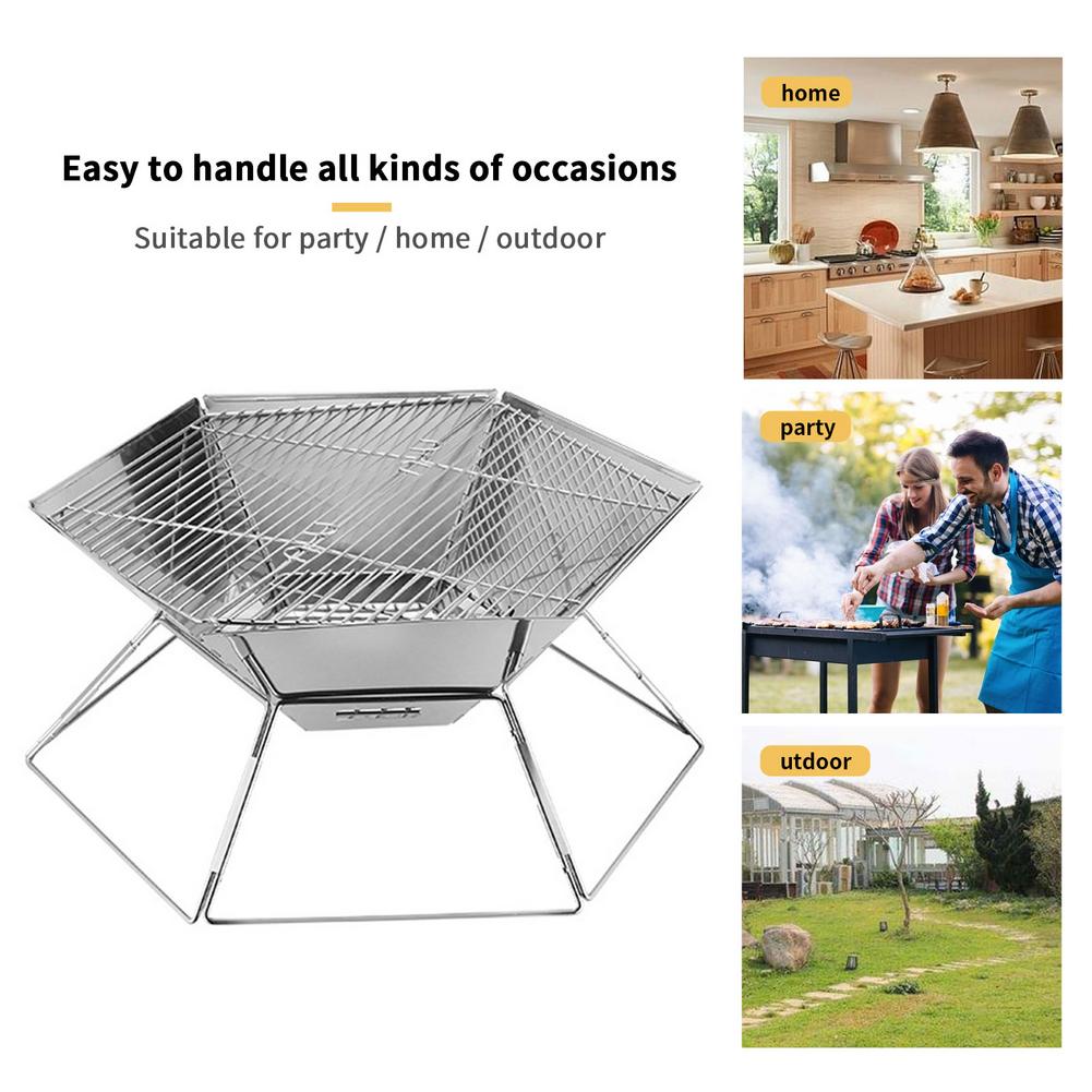 Folding Barbecue Grill Stainless Steel Campfire St... – Grandado
