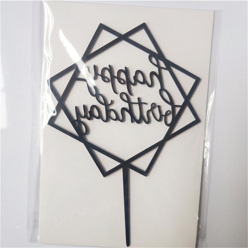 Gold Silver Black Acrylic Hand writing Happy Birth... – Vicedeal