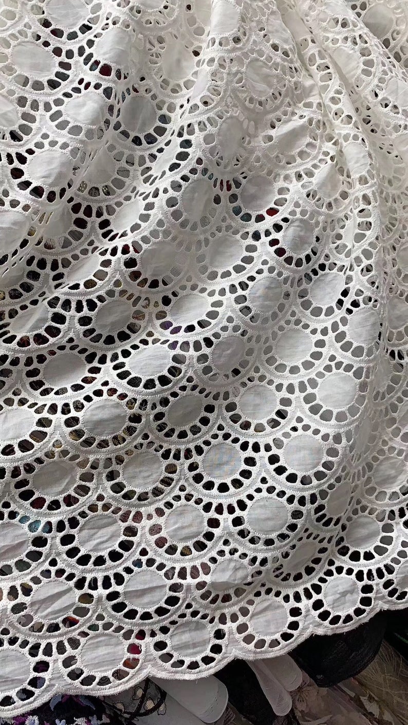 1 Yard Unique Scalloped Cotton Eyelet Fabric 51" W... – Grandado