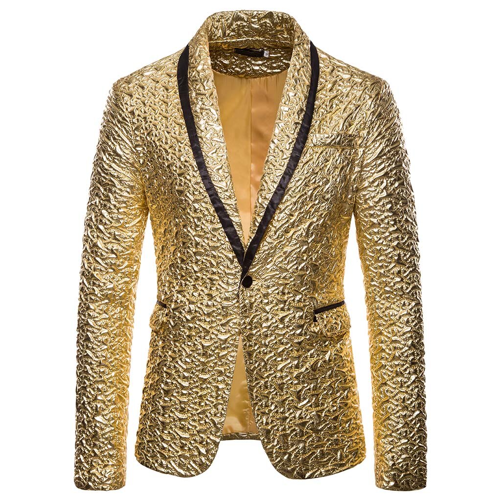 Vogue Men Shiny Blazers Gold Glitter Suit Jackets ... – Vicedeal