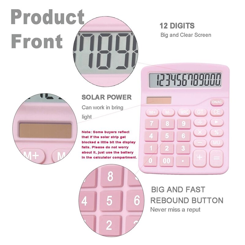 Calculators, 12-Digit Dual Power Handheld Desktop ... – Vicedeal