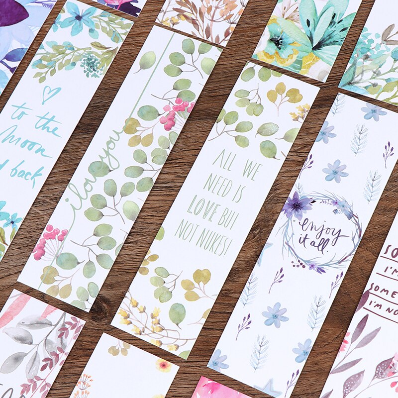30pcs/set Flowers Bookmarks Message Cards Book Not... – Grandado