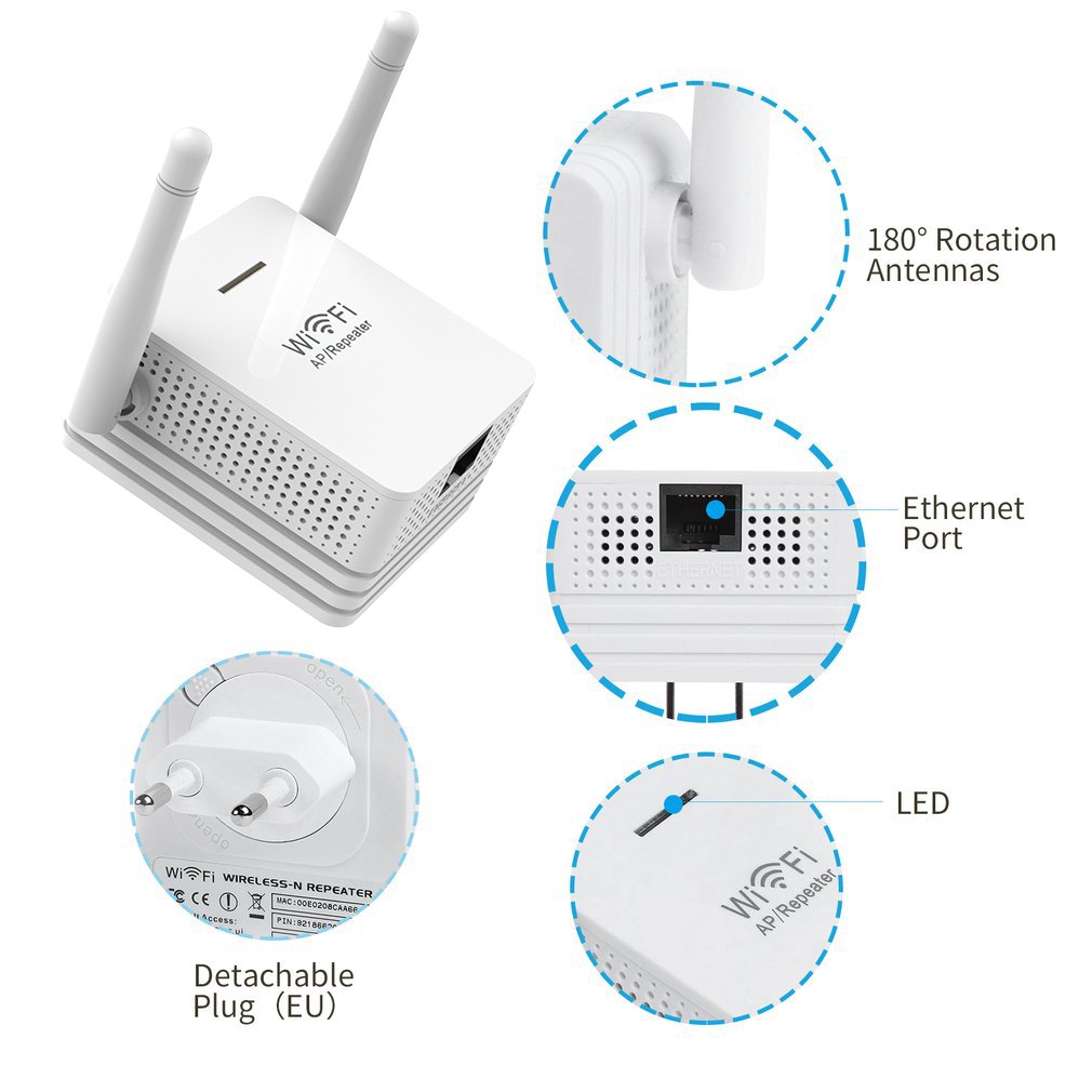 White WiFi Range Extender 300Mbps WiFi AP/Repeater... – Grandado