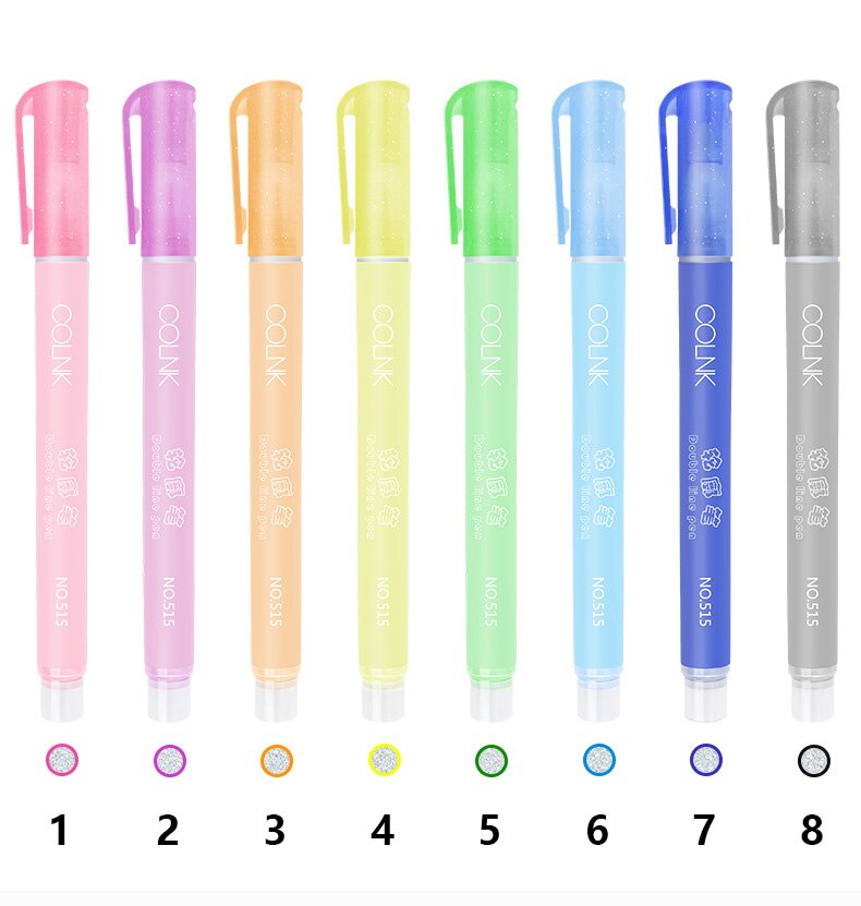 8pcs Double-line Highlighter Color Magic Outline D... – Vicedeal
