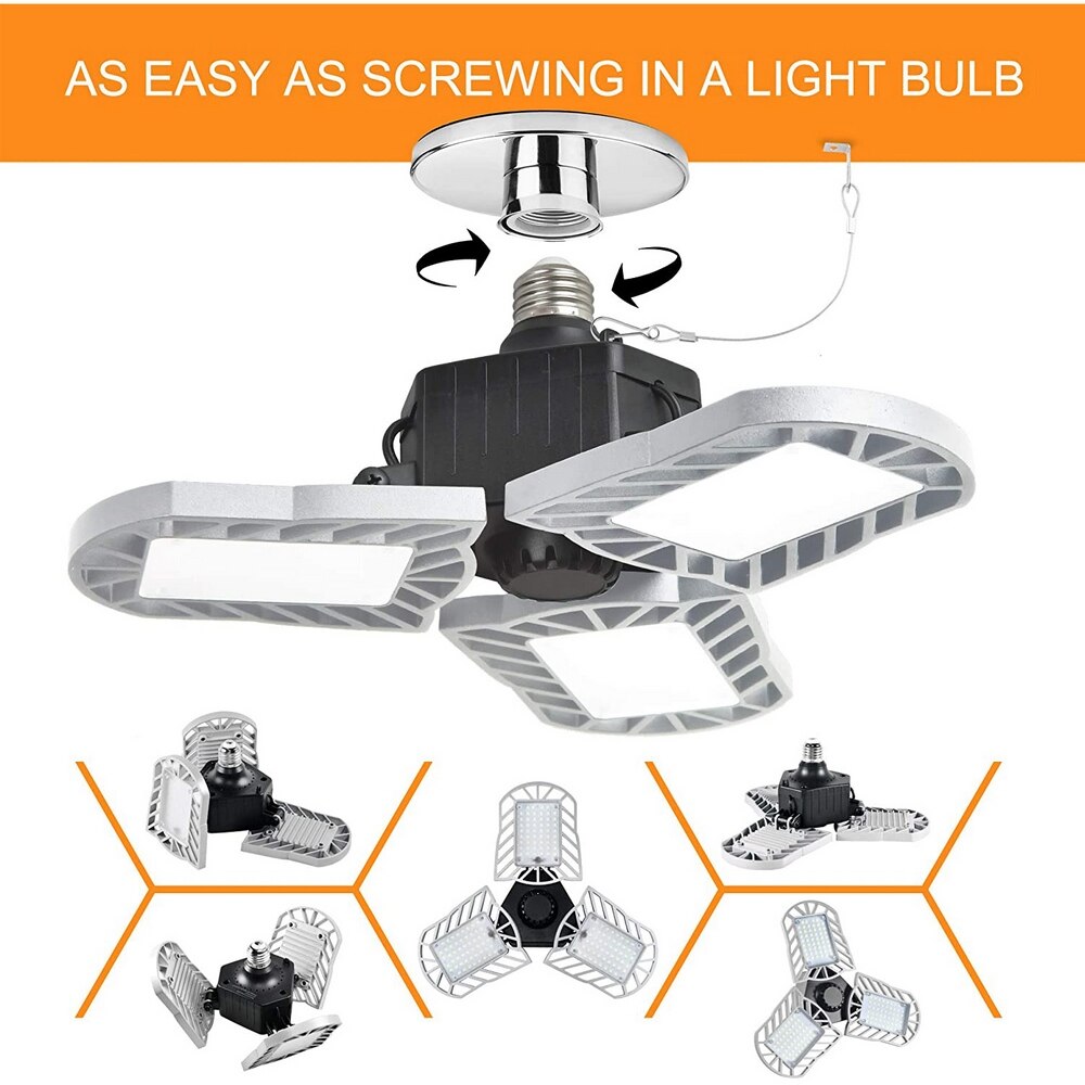 LED Garage Light 60W 6000lm Folding Three-Leaf Def... – Vicedeal