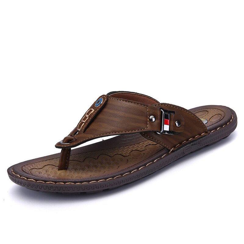 Coslony slippers men leather Brand Men's Casual Sh... – Vicedeal