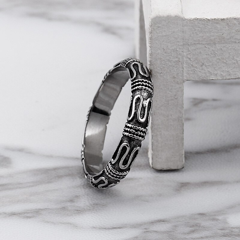 5mm Width Stainless Steel Ring for Men Small Vinta... – Grandado