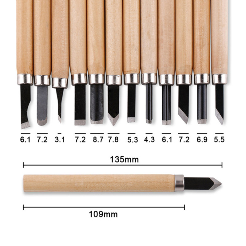12pcs Wood Carving Chisel Knife Hand Tool Set For ... – Grandado