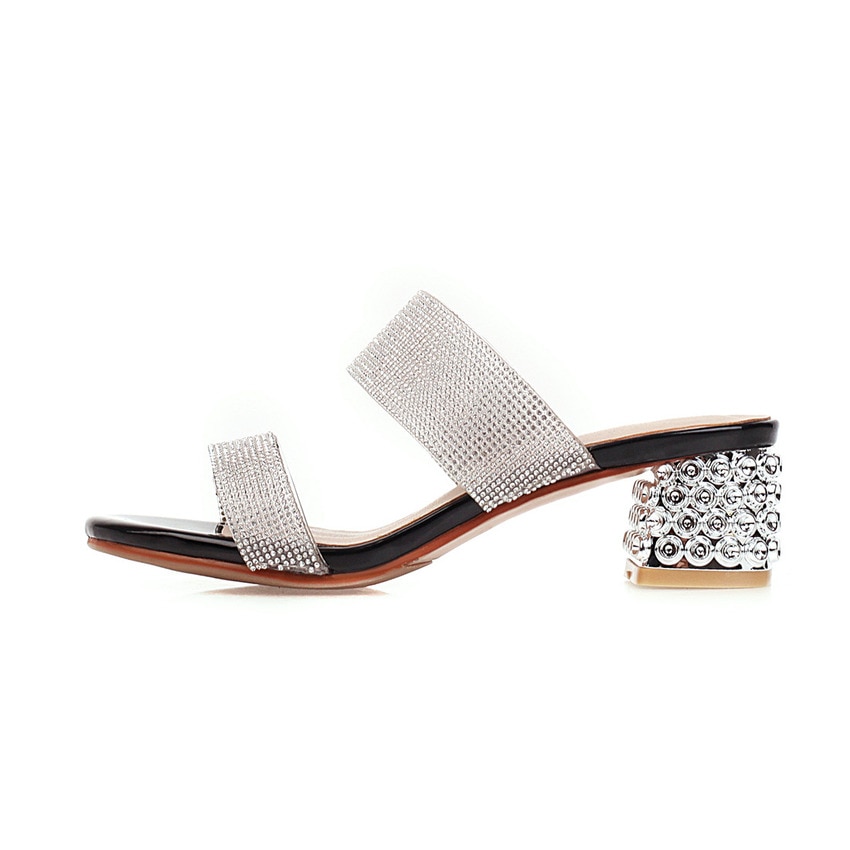 QUTAA Square Open-toed Women Pumps PU Leather Slin... – Grandado