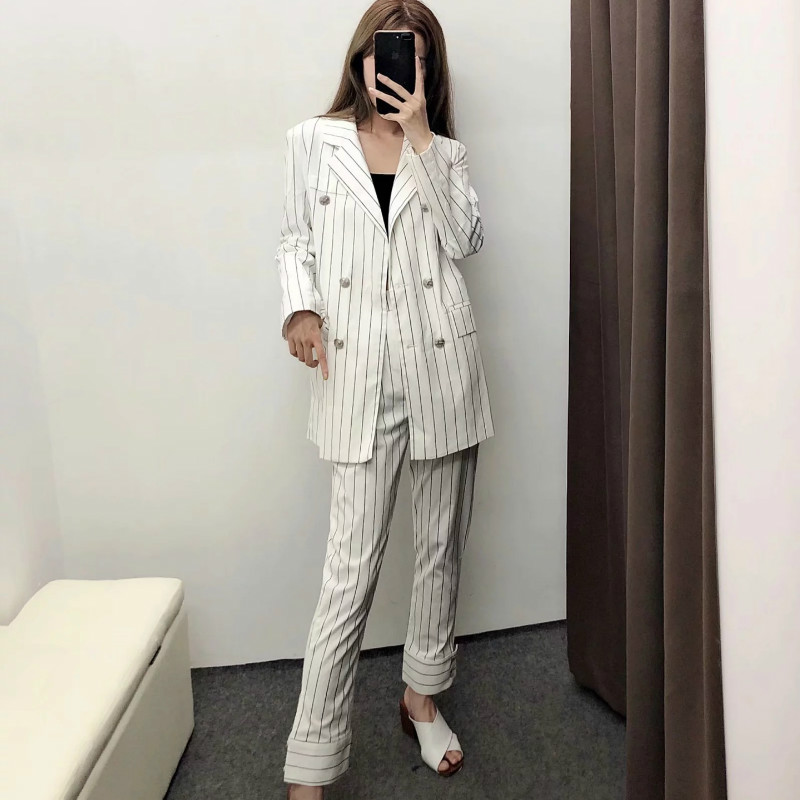Women suits skirt suit Casual loose long double-br... – Vicedeal