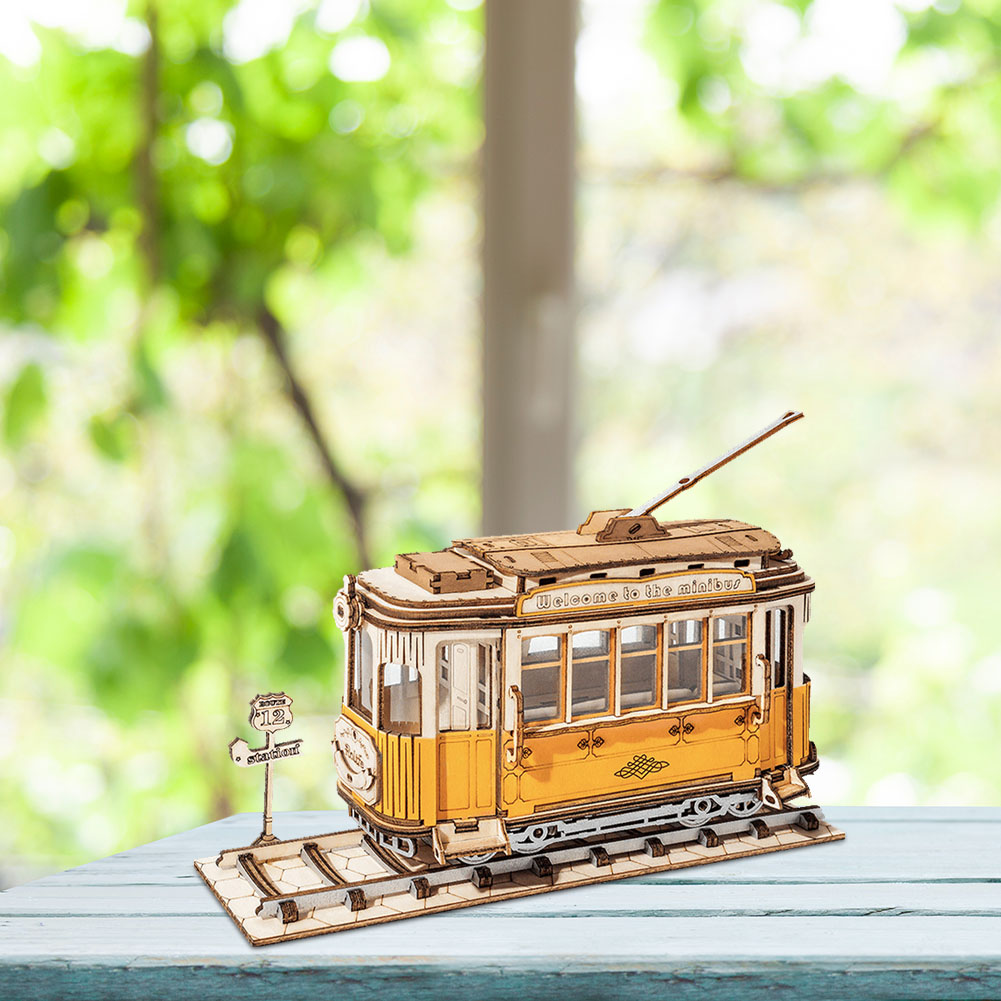 DIY Movable 3D Tram Wooden Model Building Kit Asse... – Grandado