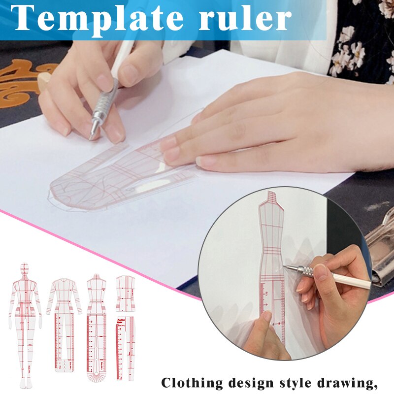 3/4/5pcs Clothes chart template ruler Women Drawin... – Grandado