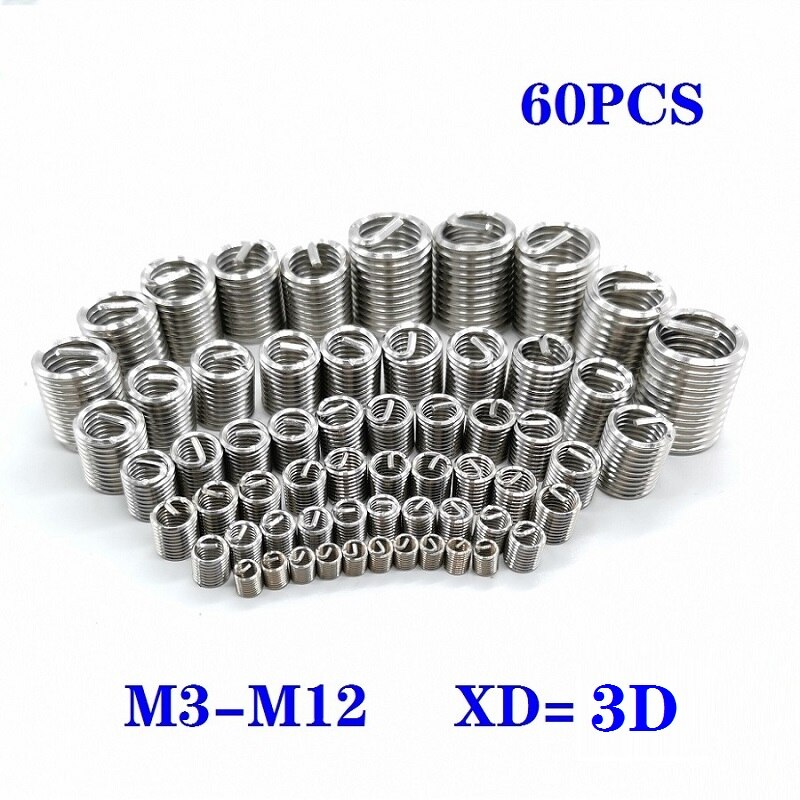 60pcs Silver M3-M12 Thread Repair Insert Kit Set S... – Grandado