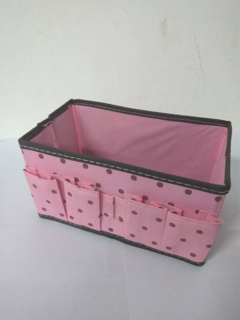 Pink dot collapsible Storage Baskets desktop sundr... – Grandado