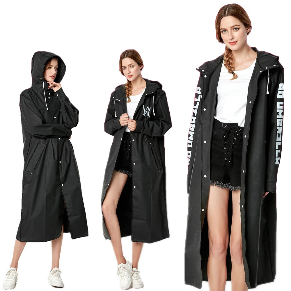 Klassieke Zwarte Hooded Vrouwen Regenjas Waterdich... – Grandado