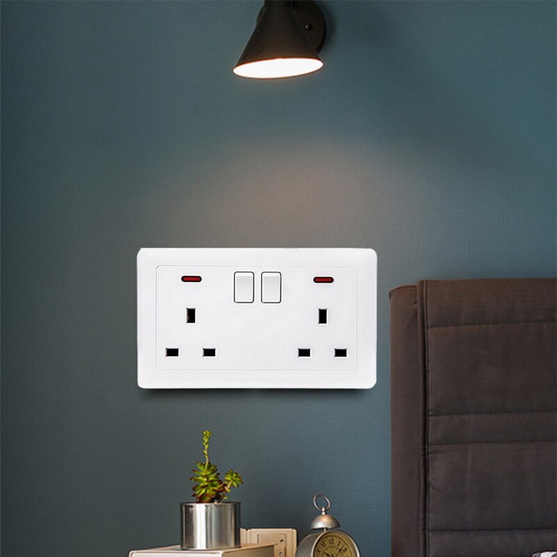 Double Wall UK Plug Socket 2 Gang 13A With 2 USB C... – Grandado