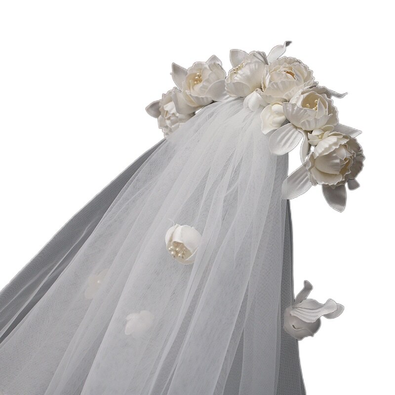 French Veil Exquisite Rose Bud Brides' Wedding... – Grandado