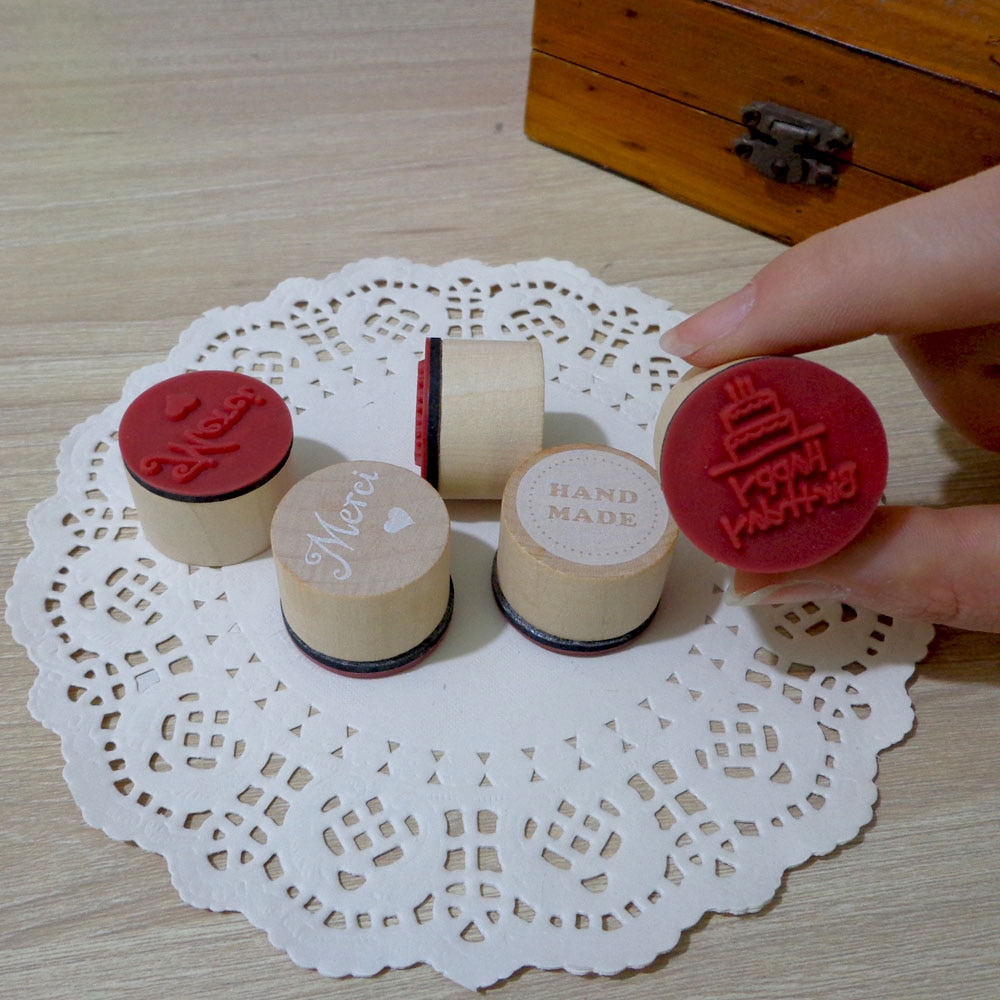 3 Patterns Round Wood Stamp For Scrapbooking Stati... – Grandado