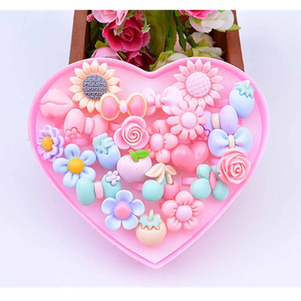 24 Pcs/set Colorful Mini Cartoon Plastic Rings Fin... – Grandado