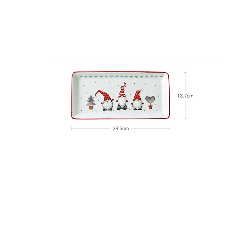 Nordic rectangular Christmas ceramic flat plate ki... – Grandado