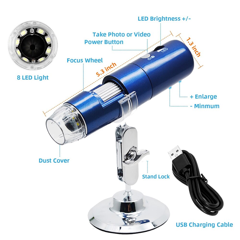 Verstelbare Zoom Wifi 1000X 8 Led Elektronische Di... – Grandado