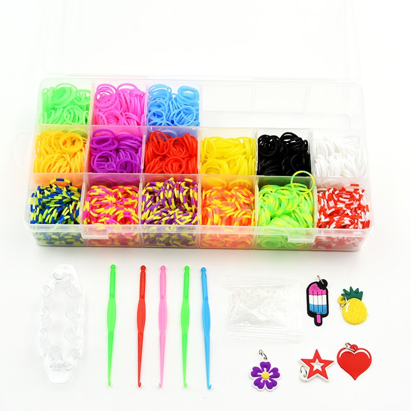 Colorful Rubber Loom Bands Elastic DIY Set Box Gir... – Grandado