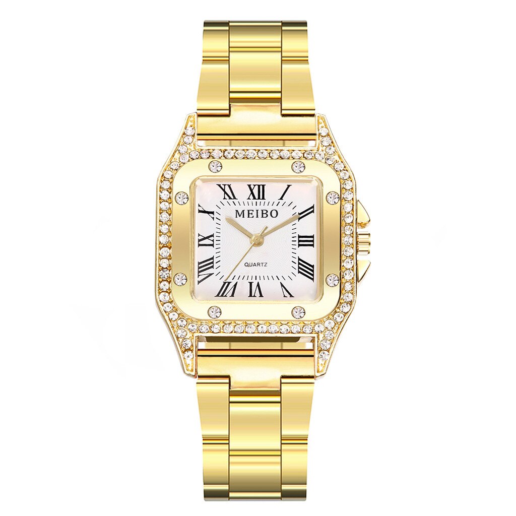Women Watches Top Brand Luxury Gold Square Watch Q... – Grandado