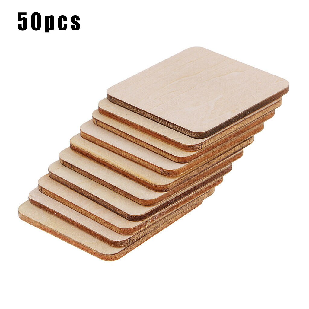 50PCS Wooden Wood Square Shape Chips Unfinished Pa... – Vicedeal