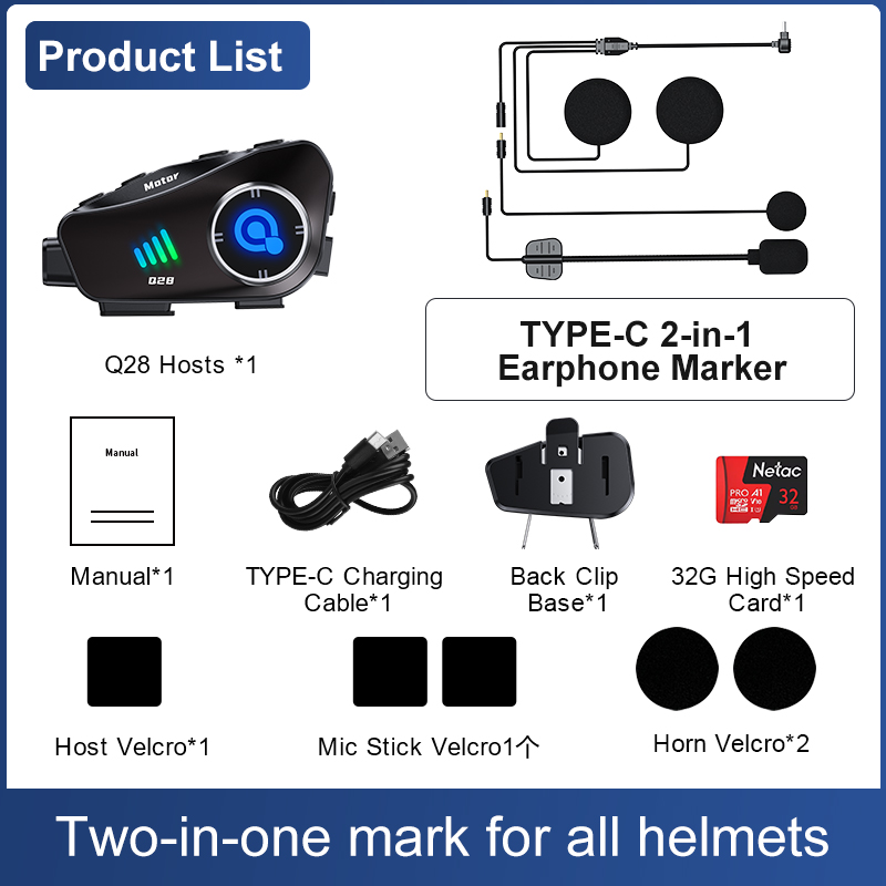 Bluetooth 5.3 motorsykkelhjelm headset 1080p video... – Vicedeal