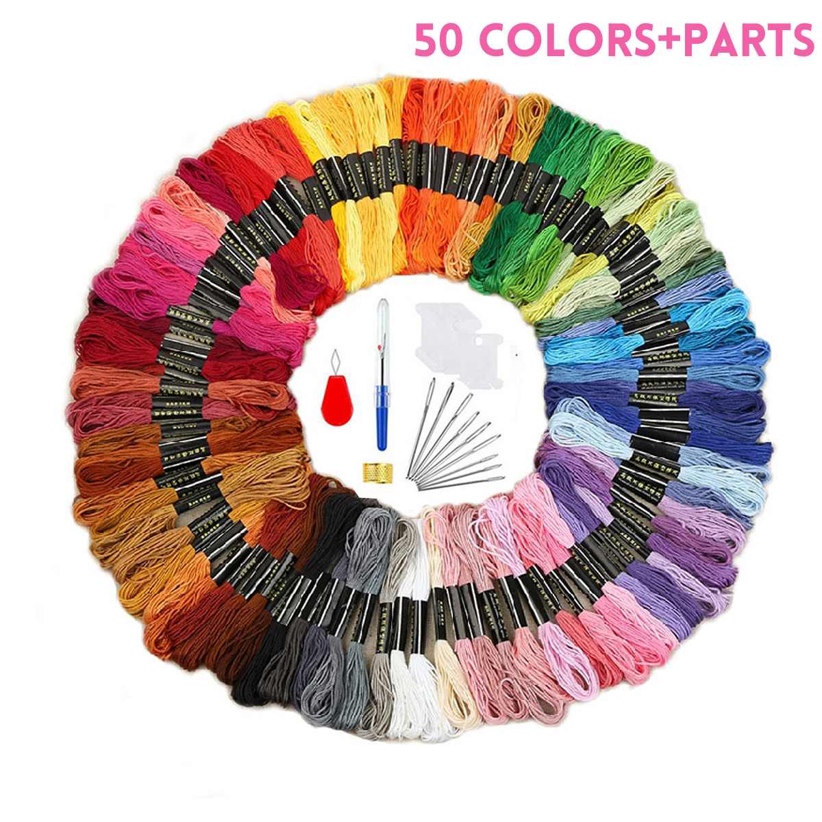 50/100 Colors Skeins Embroidery Pen Needle Set Thr... – Vicedeal