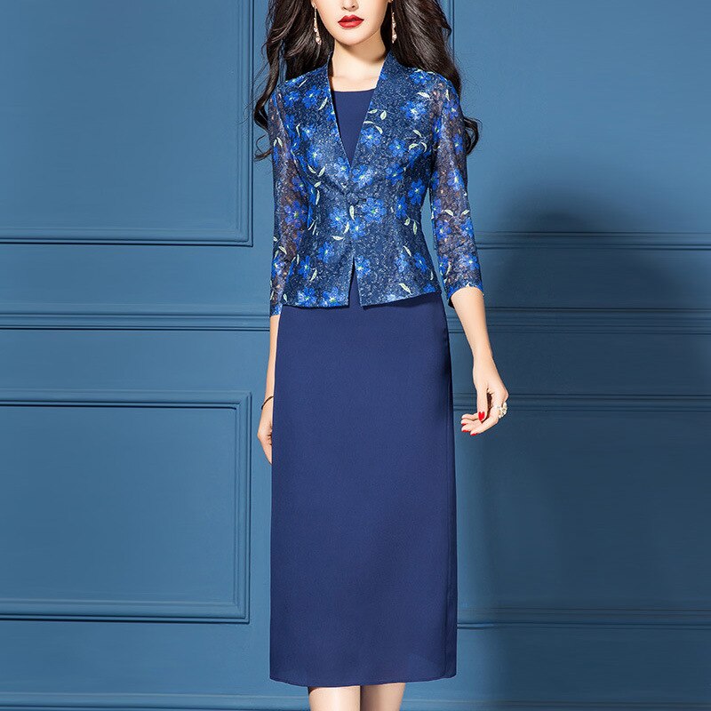 Women's Dress Suit Spring Summer Thin Blazer 2 Two Piece Women Sets ...