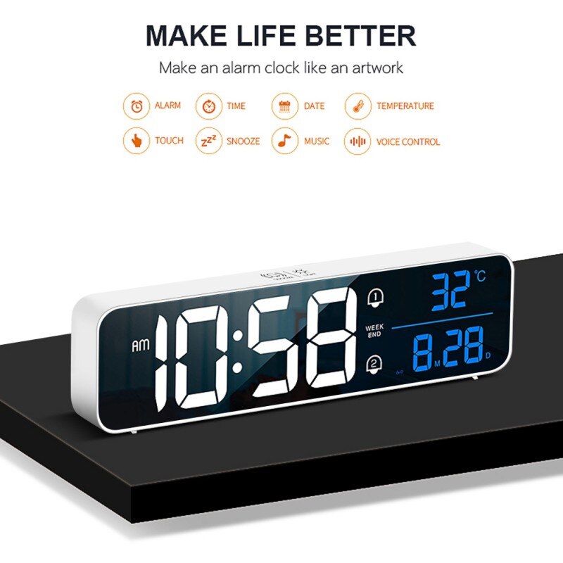Alarm Clock LED USB charging Alarm Clock Table Voi... – Grandado